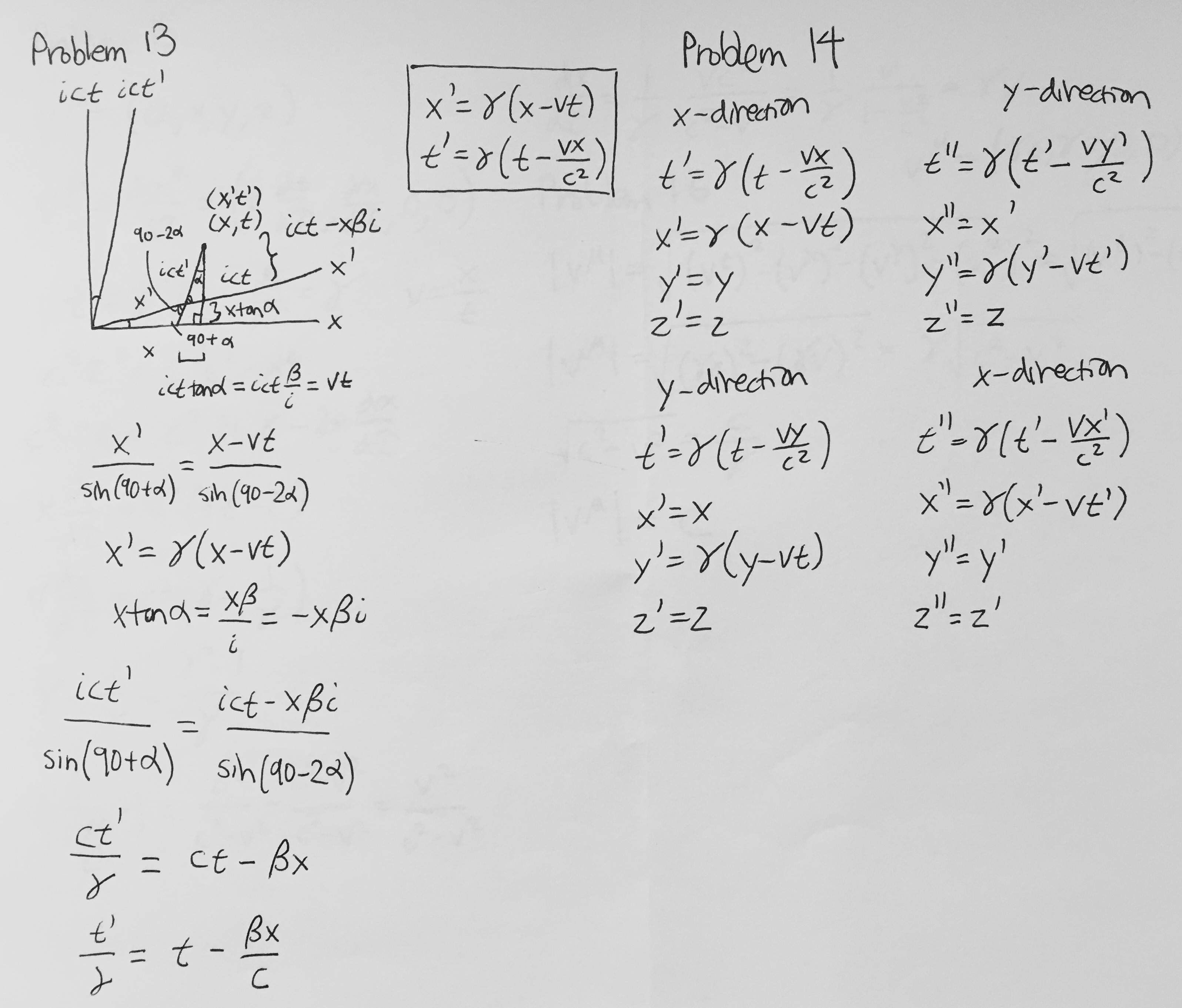 Relativity: Problems 13-14